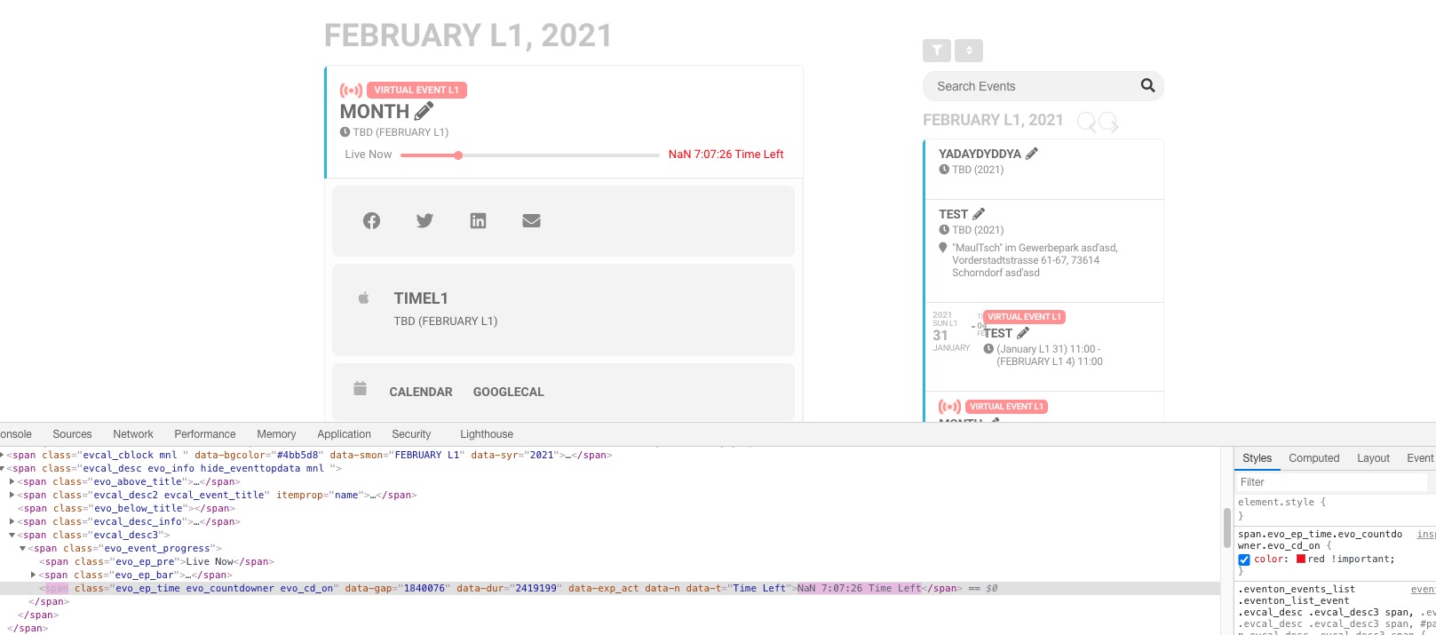 Change the colour of the descending timer on calendar – EventON Help Desk