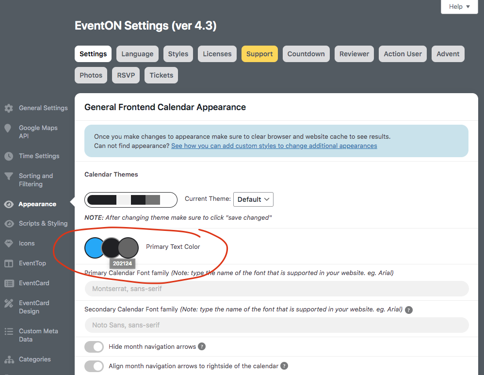 Make apearence styling easier – EventON Help Desk