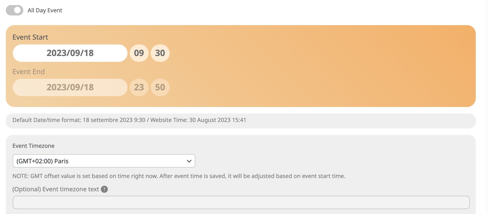Click on Event End to fix end date does not work – EventON Help Desk
