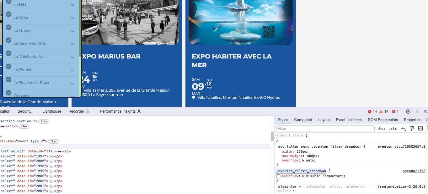 Drop Down Filter Lists Do Not Work Eventon Help Desk