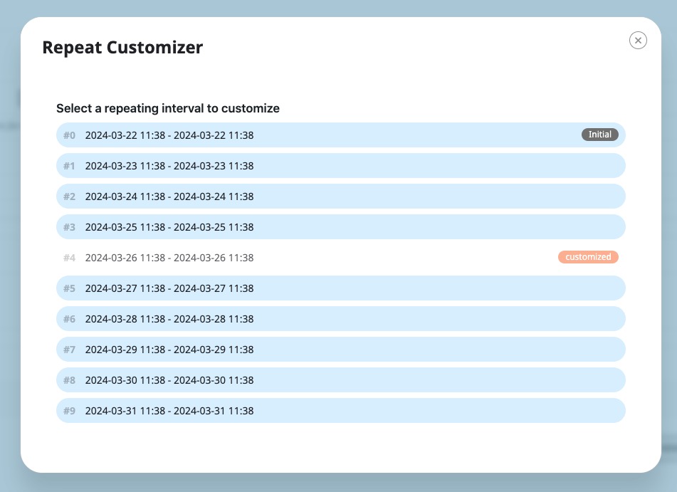 Bougth add-on Repeat Customizer but how can i hide a specific day in an ...