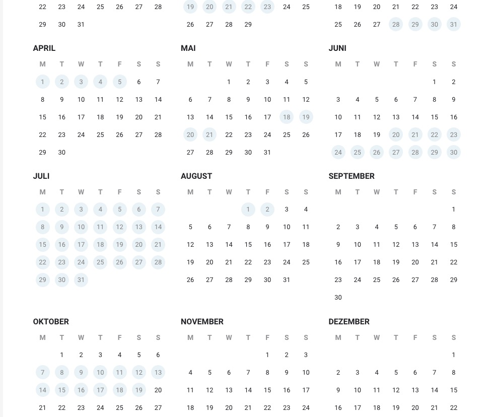 Today highlight yearly view – EventON Help Desk